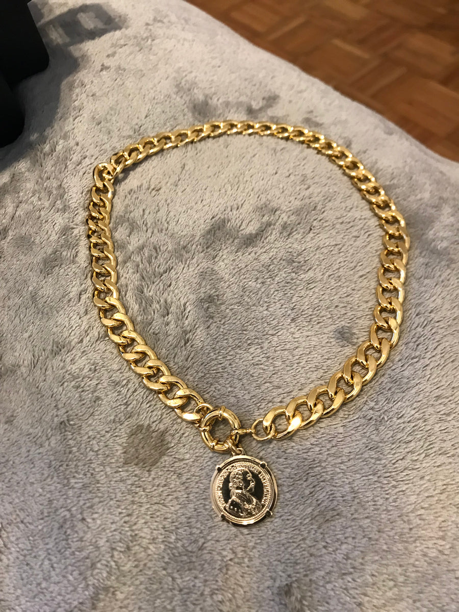 Cuban Choker w/Coin Pendant – Copper Crystal Energy